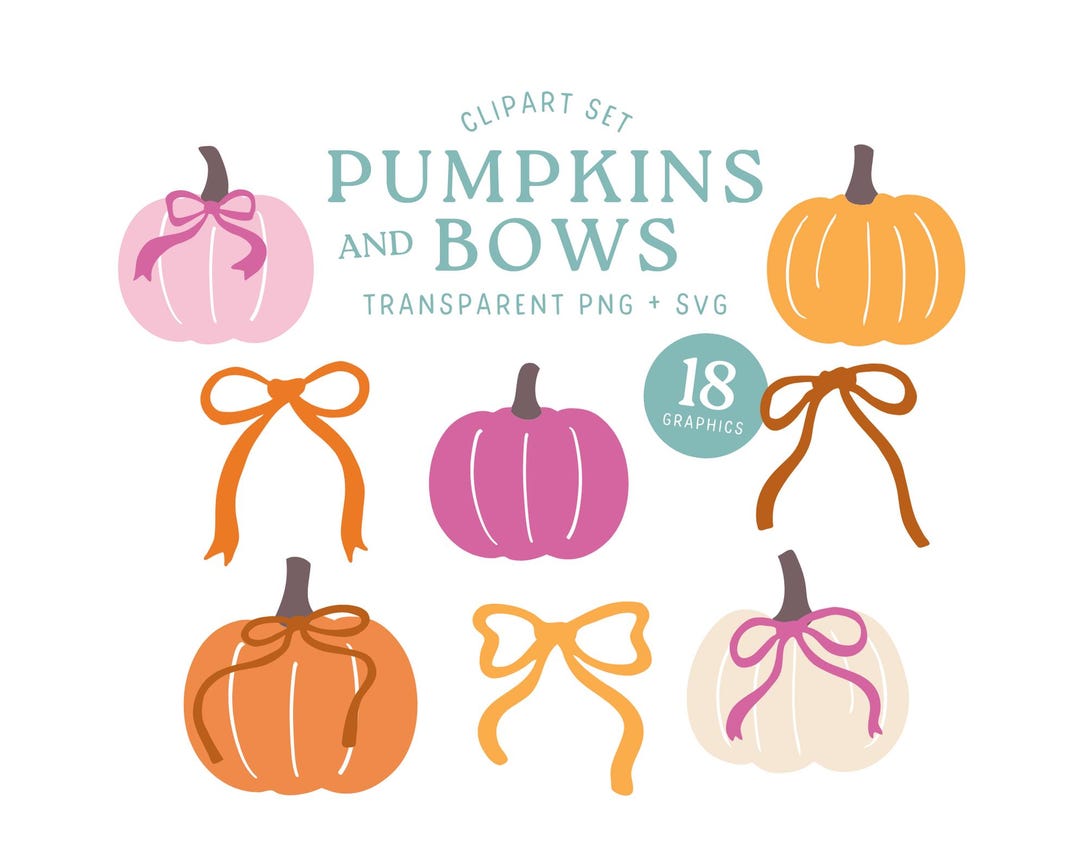 Colorful Pumpkins With Bows Cute Fall Autumn Whimsical Coquette Preppy ...