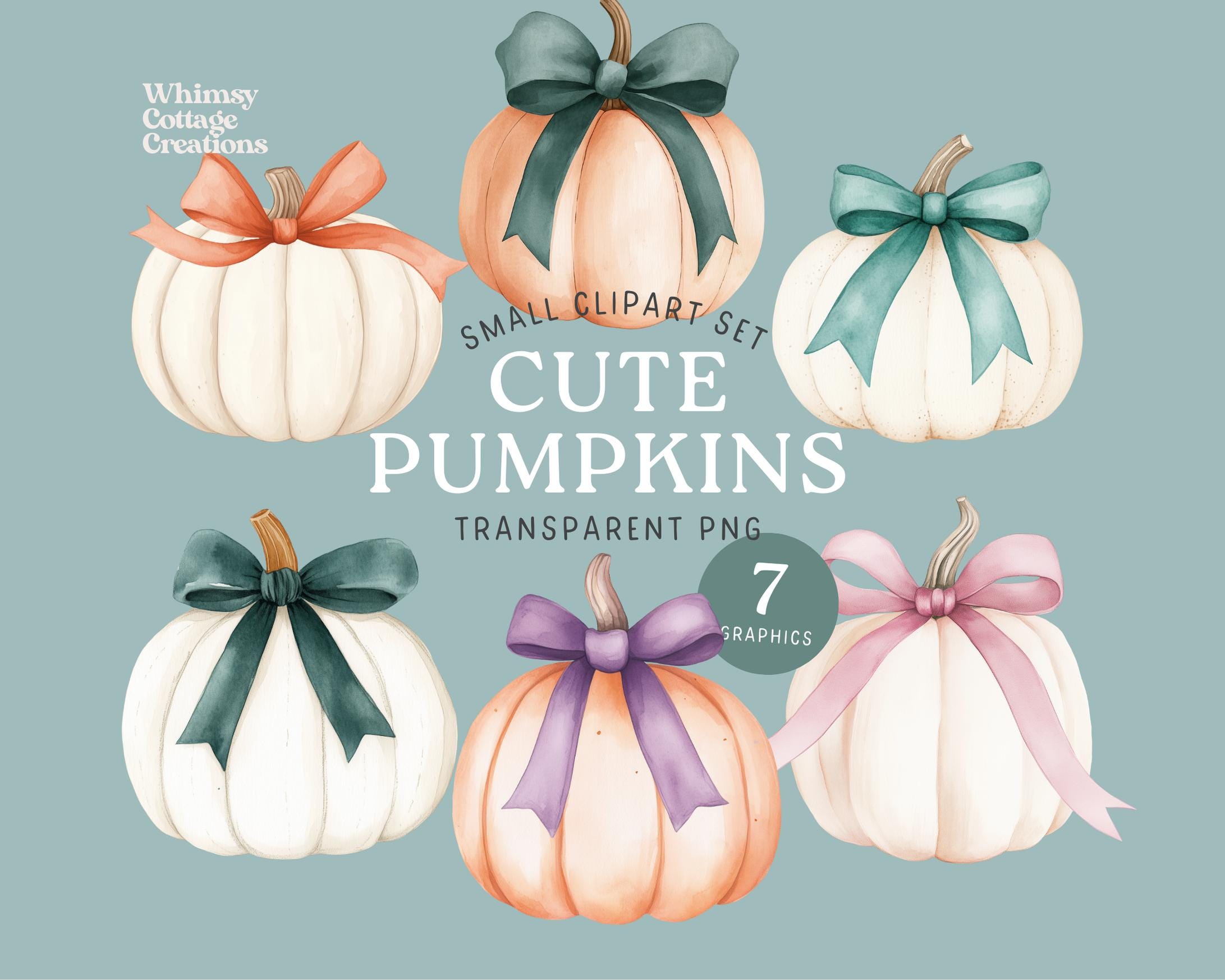 Cute Fall Pumpkins With Bows PNG Clipart Transparent PNG Bow Pumpkin ...