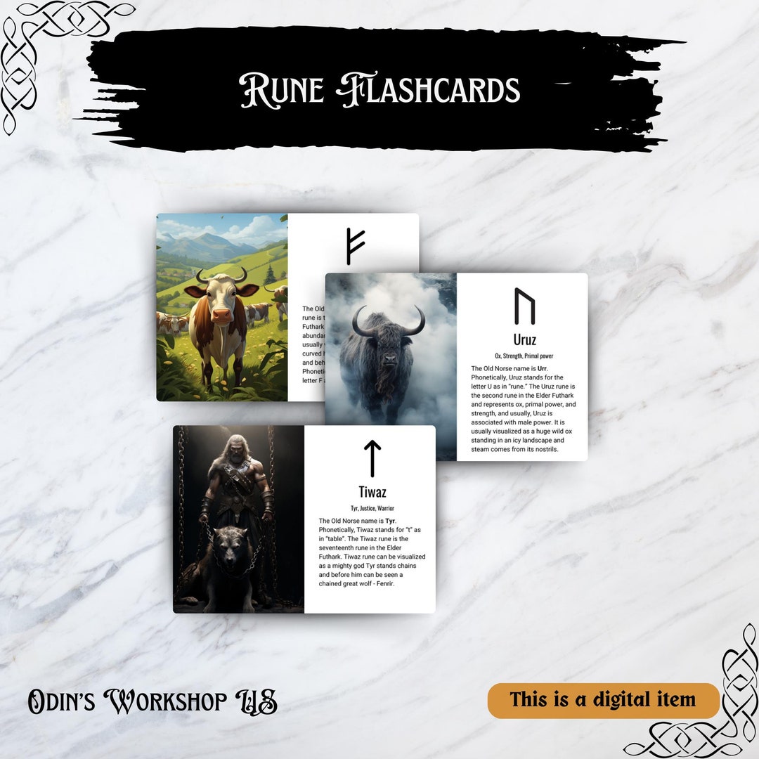24 Rune Cheat Sheet Digital Card Deck, Rune for Beginners and Fast ...