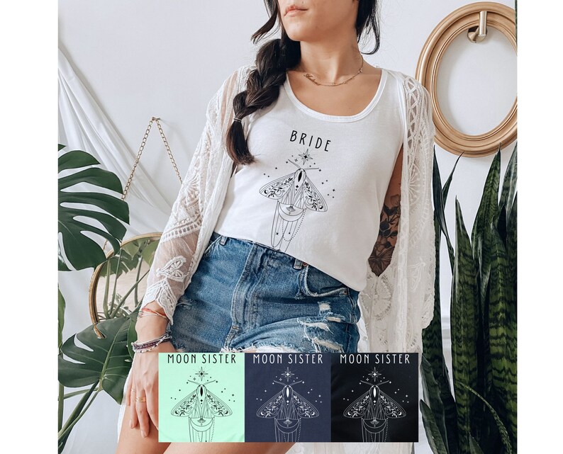 Celestial Bachelorette Party Moth Tank Top for Bride and Moon - Etsy