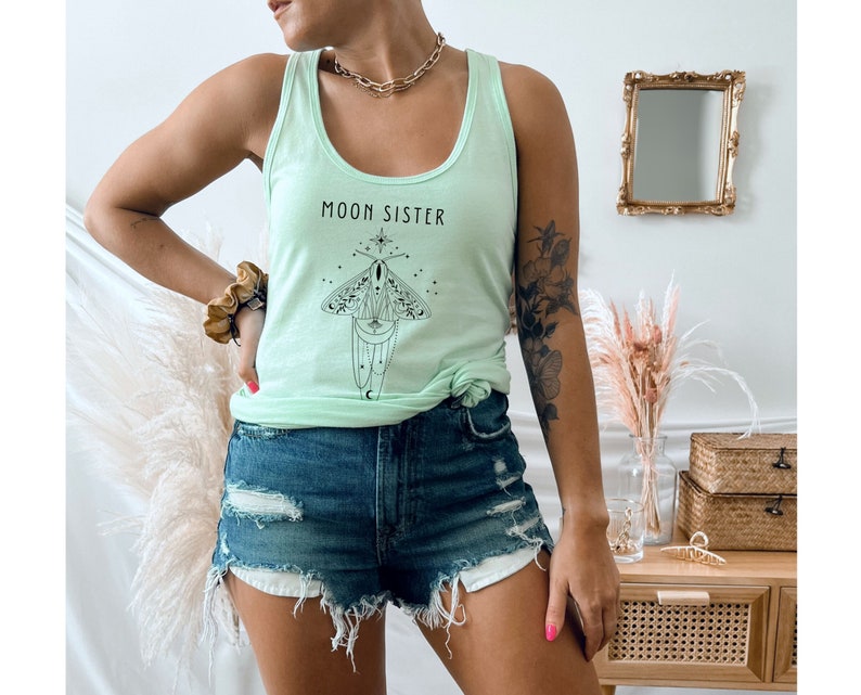 Celestial Bachelorette Party Moth Tank Top for Bride and Moon - Etsy
