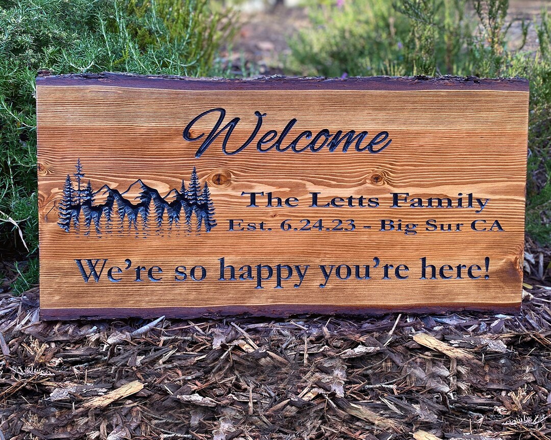 Rustic Wedding Sign, Live Edge Rustic Wedding Welcome Sign, Mountain ...