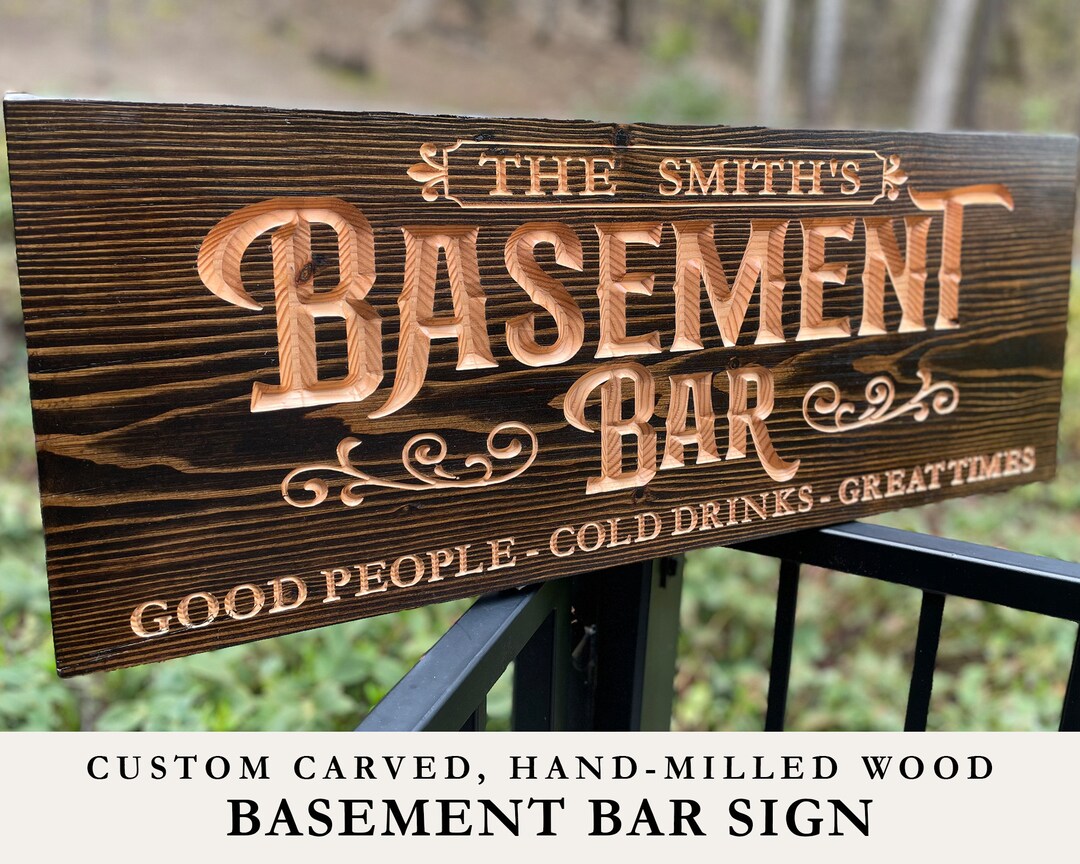 Custom Bar Sign, Personalized Carved Wood Rustic Bar Sign, Wooden Bar ...