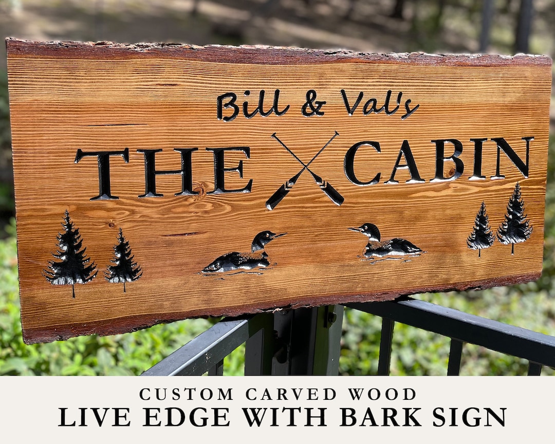 Live Edge Cabin Sign Wooden Carved Lake House Sign Custom - Etsy
