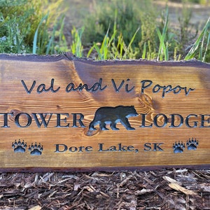 Rustic Live Edge Lodge Sign, Wooden Carved Cabin Sign, Custom Wood Sign ...