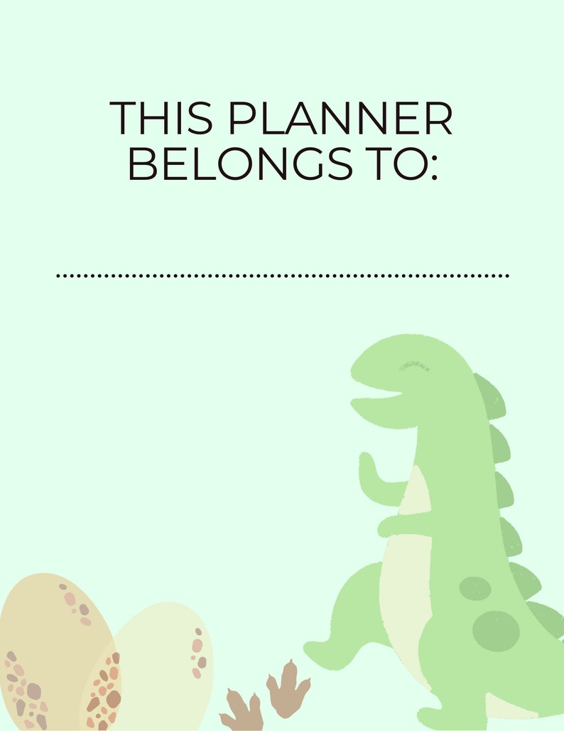 KIDS GOALS PLANNER | Kids Digital Planner | Printable | Dinosaur Themed ...