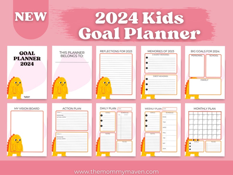 KIDS GOALS PLANNER | Kids Digital Planner | Printable | Monster Themed ...