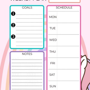 KIDS GOALS PLANNER | Kids Digital Planner | Printable | Unicorn Themed ...