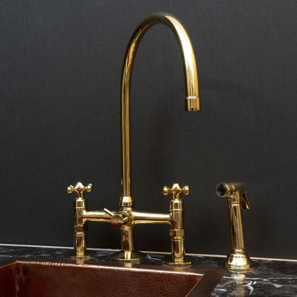 3 Holes Bridge Faucet, Brass Fountain Tap - Etsy