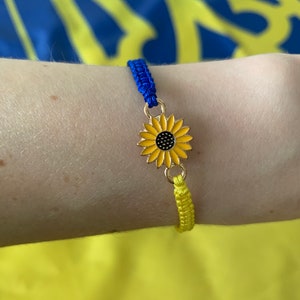 Handmade Adjustable Bracelet. Ukrainian Flag Colors With Sunflower ...