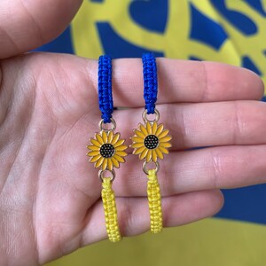 Handmade Adjustable Bracelet. Ukrainian Flag Colors With Sunflower ...