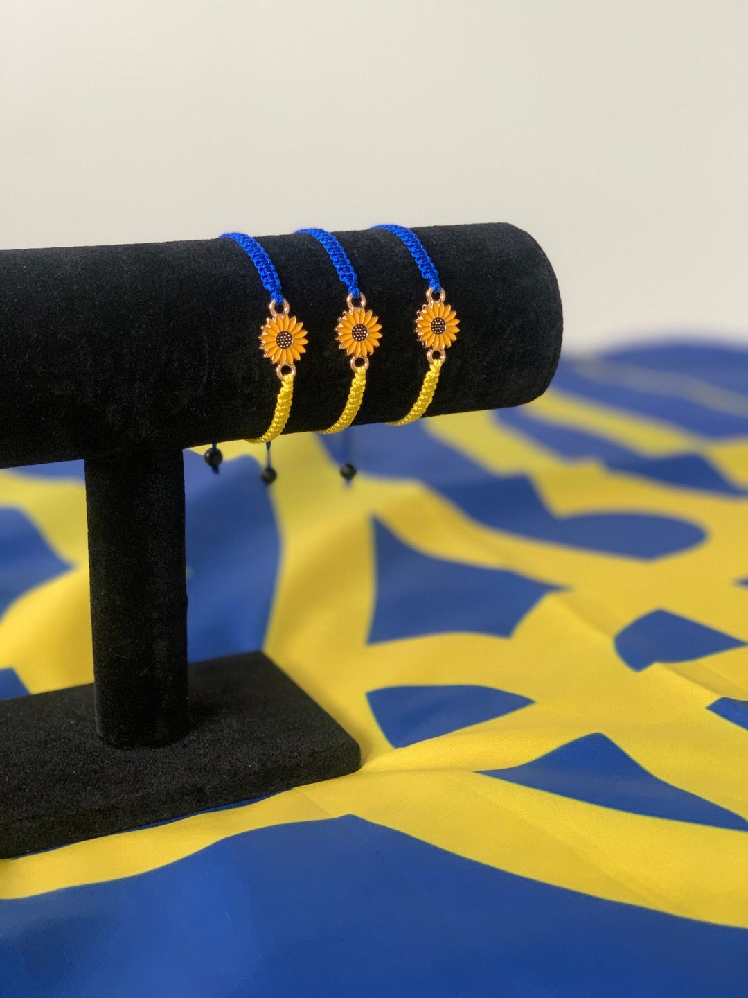 Handmade Adjustable Bracelet. Ukrainian Flag Colors With Sunflower ...