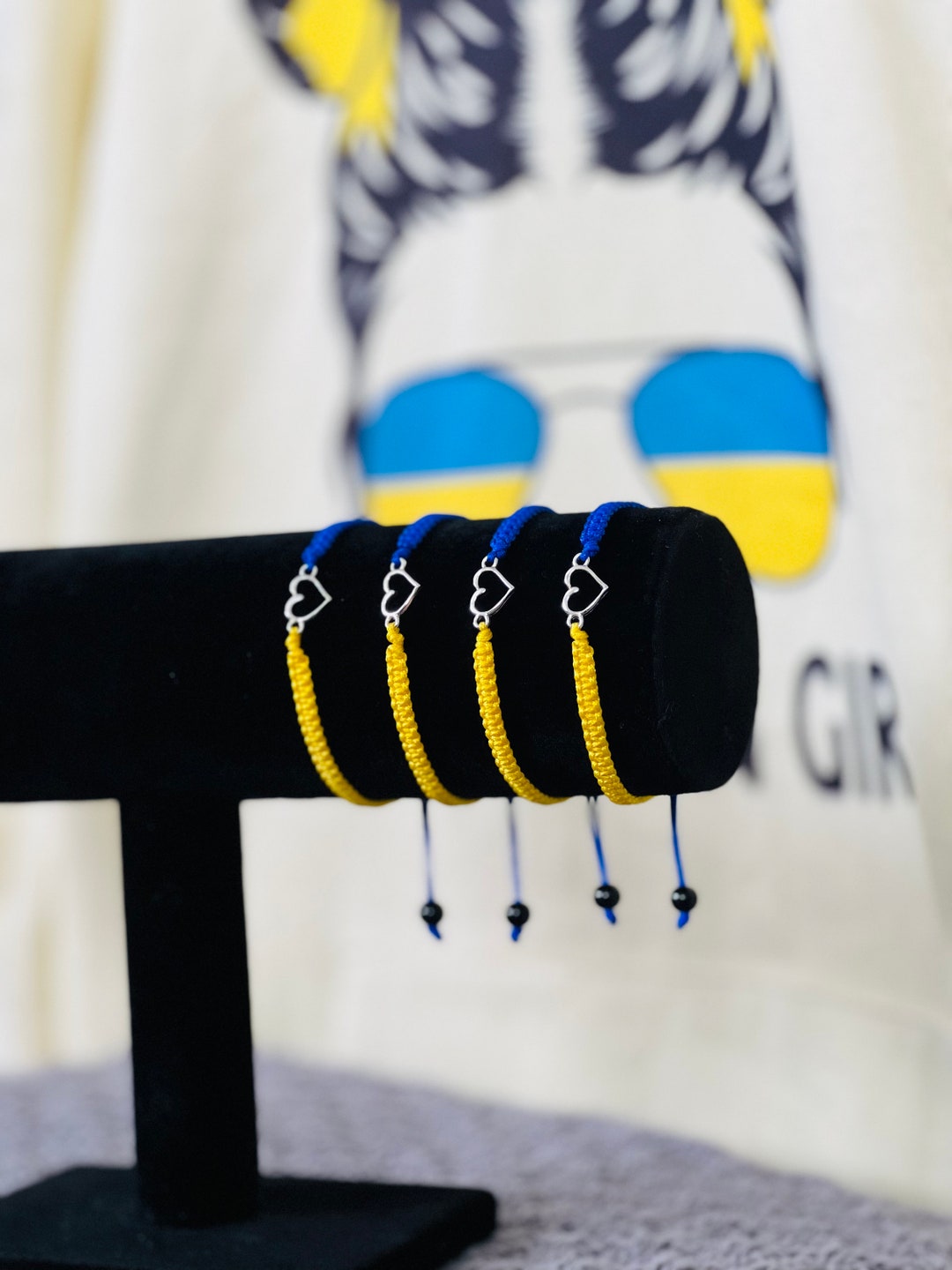Ukrainian Flag Colors Handmade Bracelet With Heart Charm. Stand With Ukraine, Support Ukraine ...