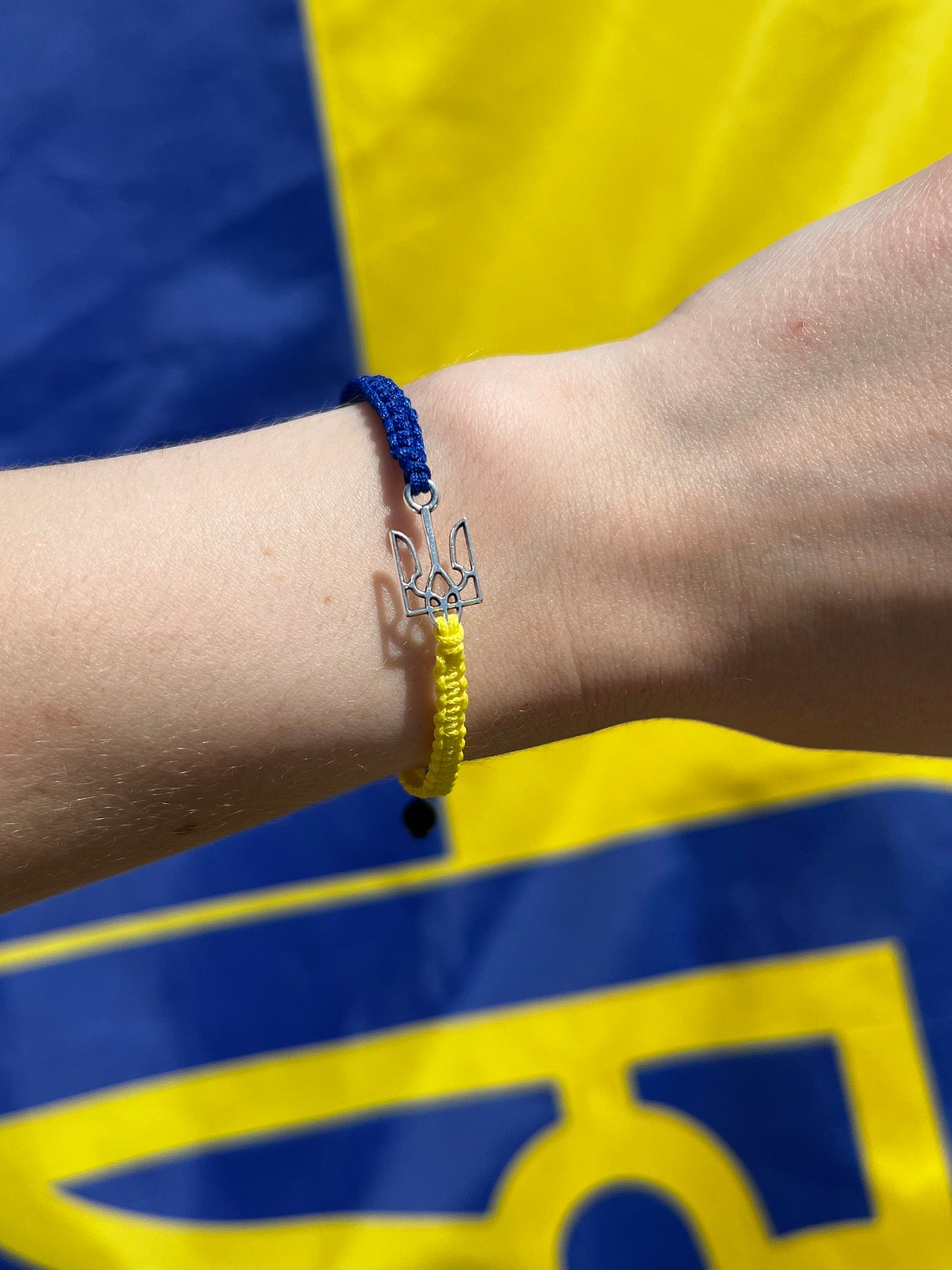 Handmade Bracelet With Ukrainian Flag Colors and Trident. - Etsy