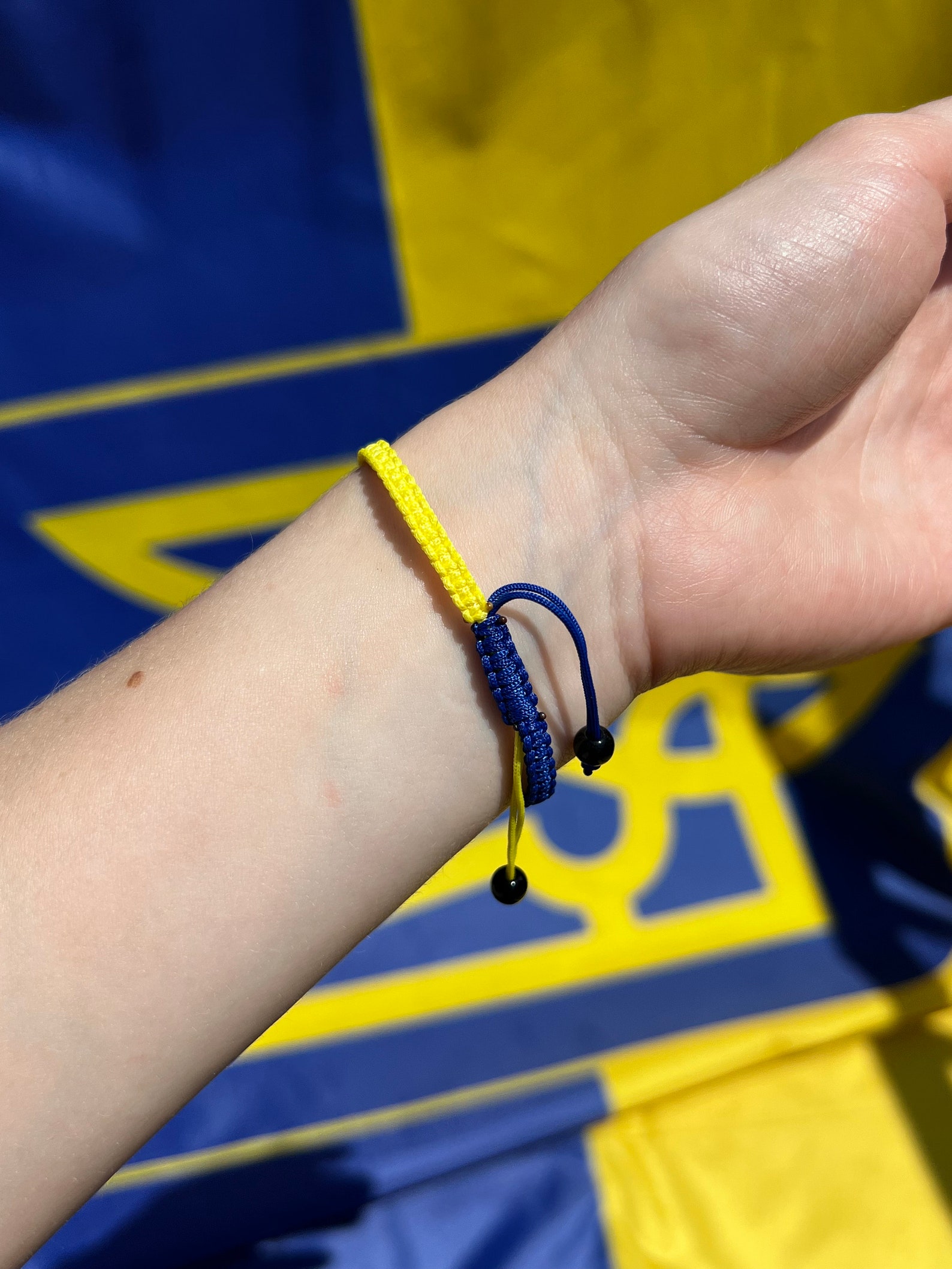 Handmade Bracelet With Ukrainian Flag Colors and Trident Charm. Stand ...