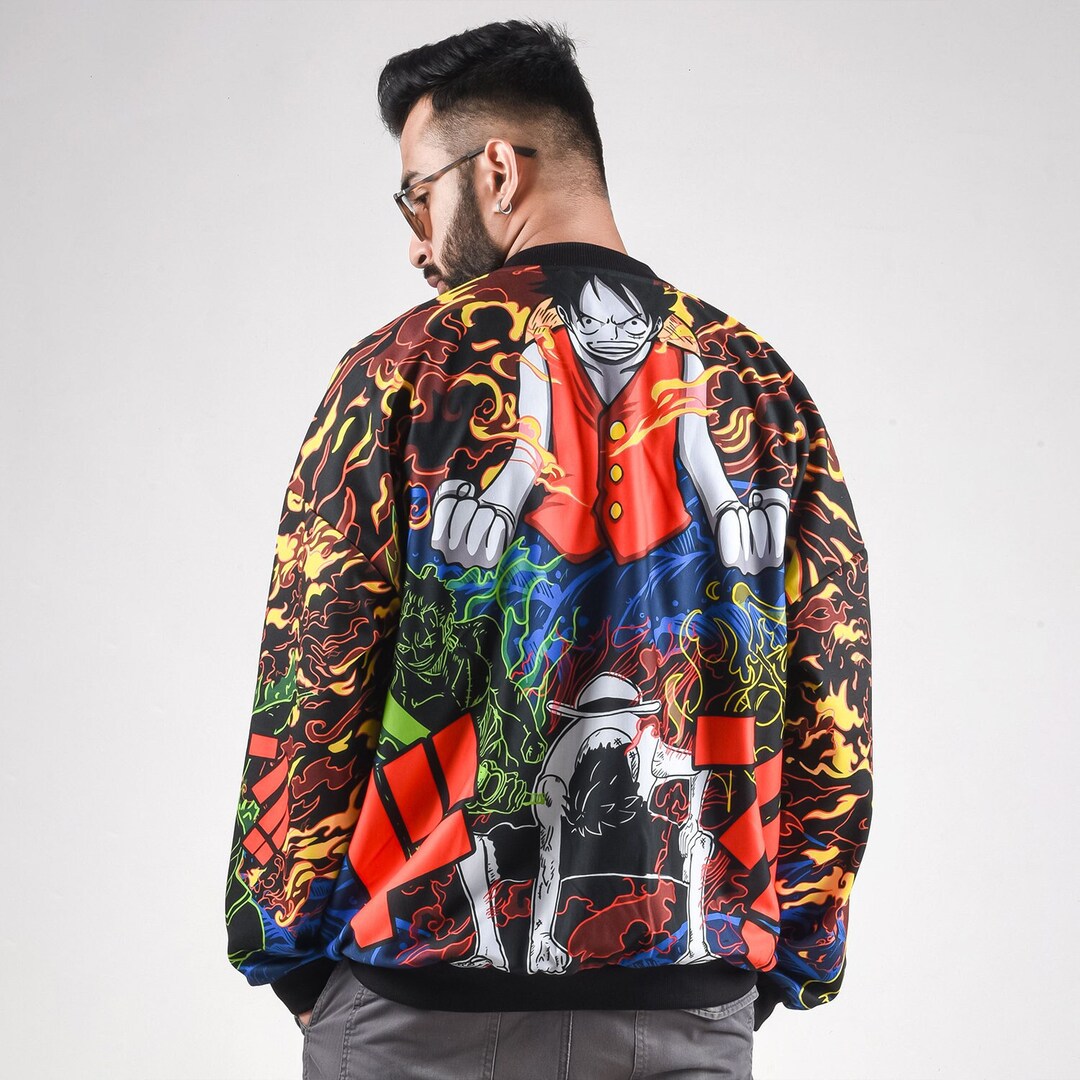 Anime Jacket, Unisex Monster Trio Anime Cosplay Bomber Oversized Jacket ...