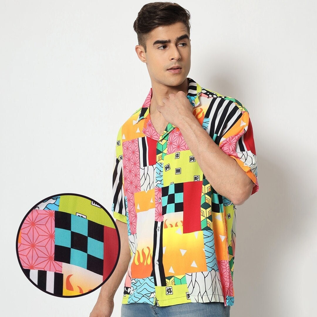 Anime Shirts, Slayers Pattern Anime Inspired Hawaiian Shirt oversize ...