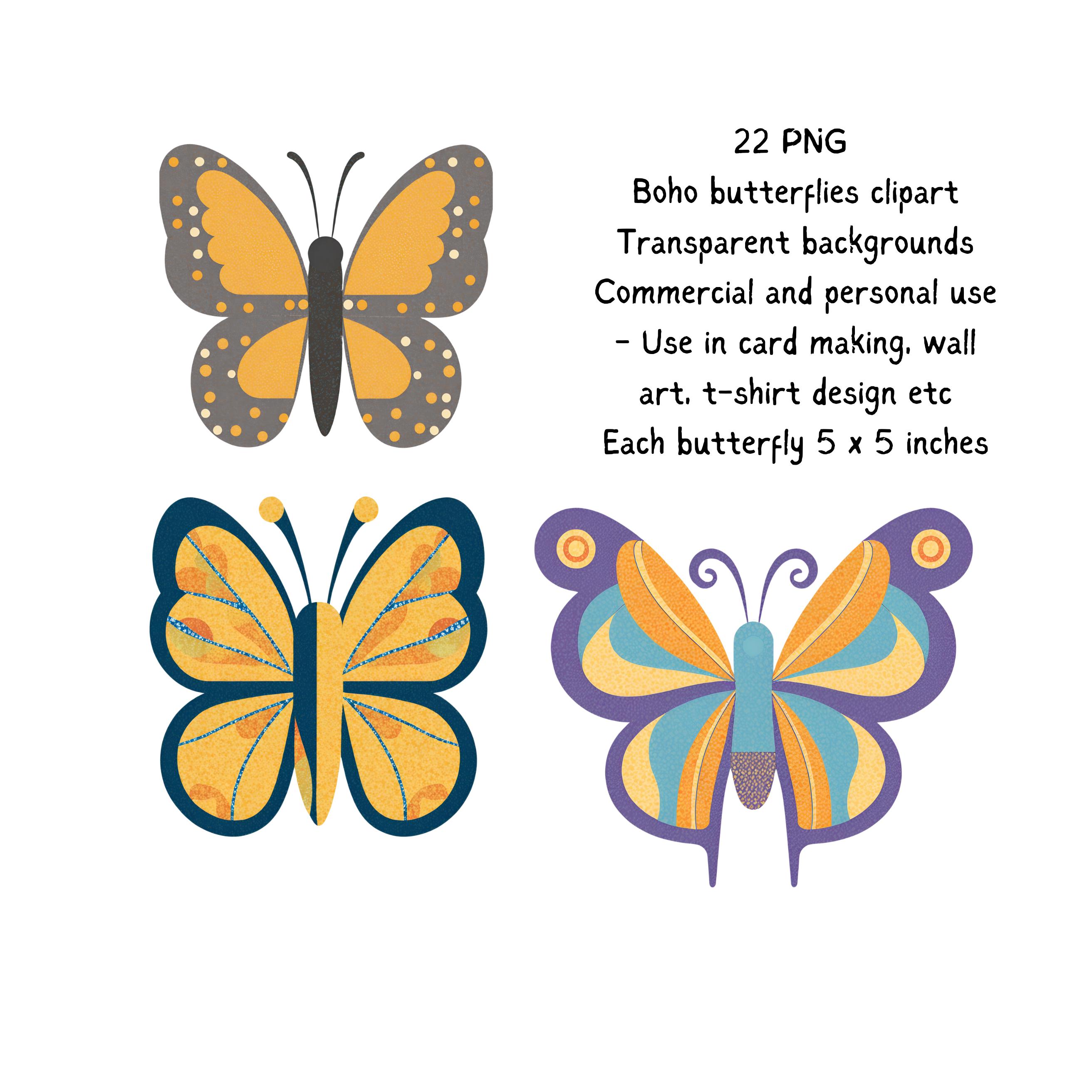 Clipart Boho Butterfly Clipart Collection 22 Clipart Boho Butterflies ...