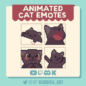 4 Black Cat Animated Emote Bundle | Handmade Pixel Art Emotes | Bongo ...