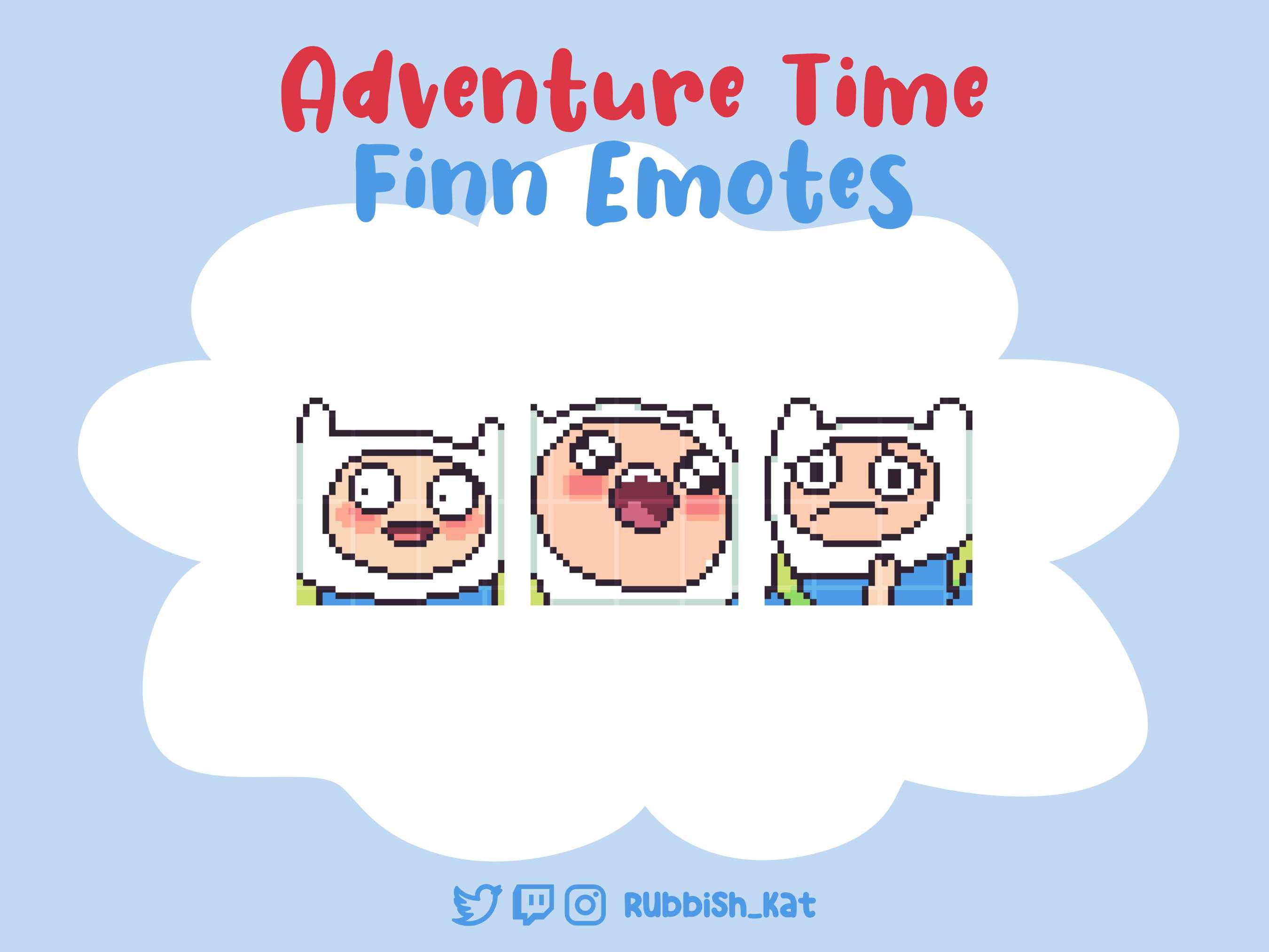 3 Adventure Time Emotes Finn Pixel Art Ready to Use With - Etsy Australia