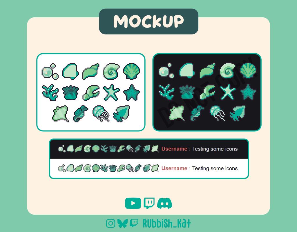 14 Teal Green Ocean / Sea, Themed Sub / Bits Badges | Pixel Art Badges ...