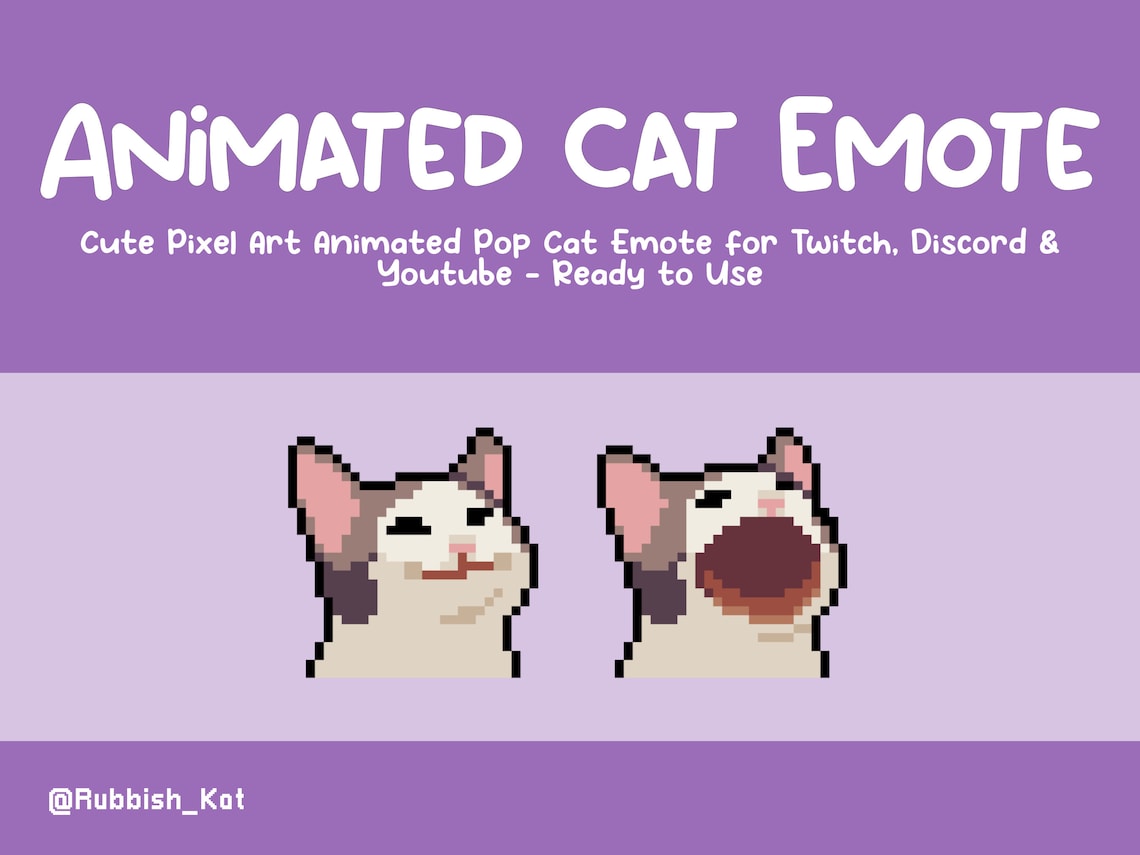 Pop Cat Animated Pixel Art Emote for Twitch, Discord & Youtube Ready to ...
