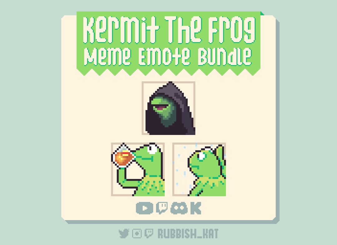 Kermit Bundle, Darth / Sad / Sip Kermit the Frog, Pixel Art Meme Emote ...