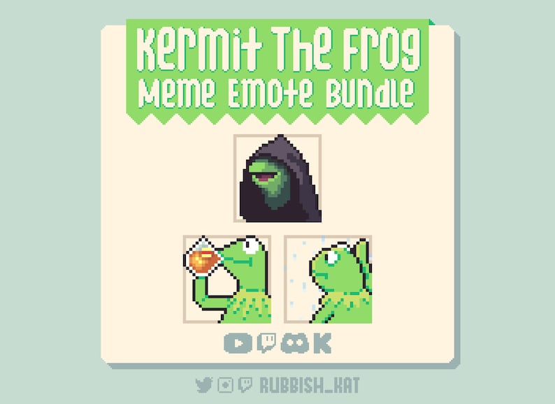 Kermit Bundle, Darth / Sad / Sip Kermit the Frog, Pixel Art Meme Emote ...