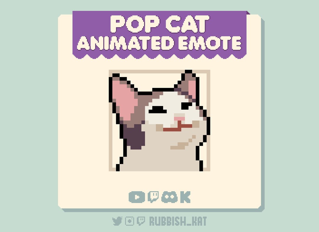 Pop Cat Animated Pixel Art Emote for Twitch, Discord & Youtube | Ready ...
