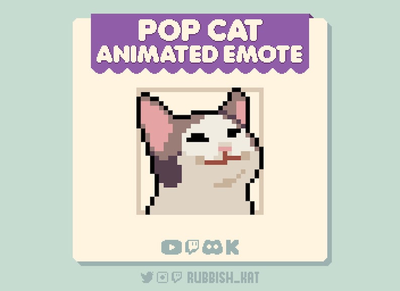 Pop Cat Animated Pixel Art Emote for Twitch, Discord & Youtube | Ready ...