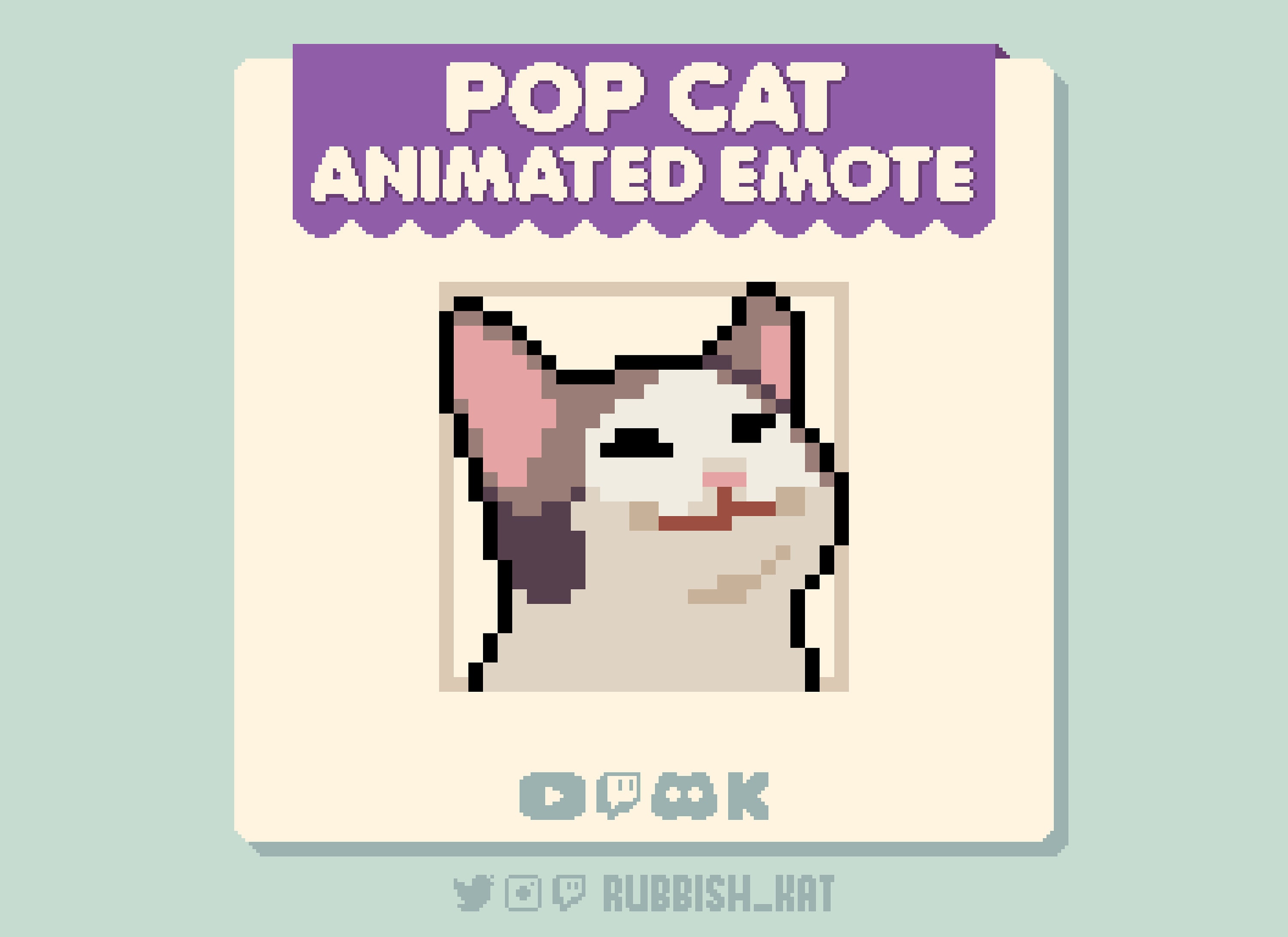 Pop Cat Animated Pixel Art Emote for Twitch, Discord & Youtube | Ready ...