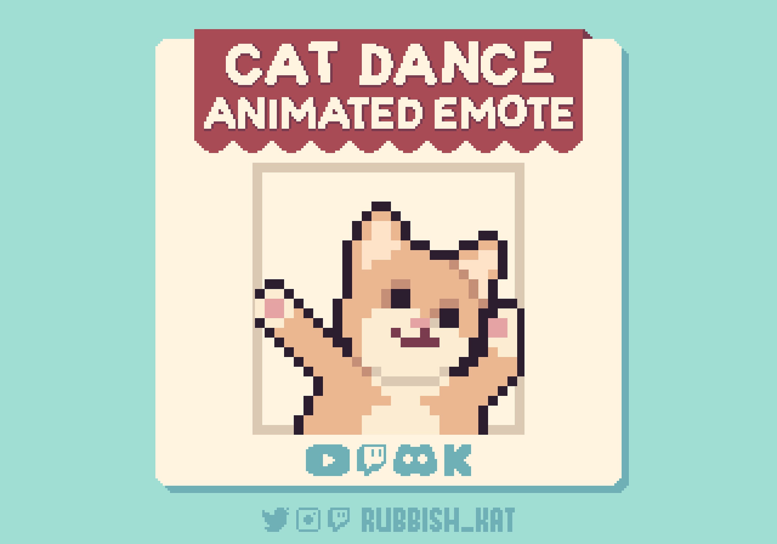 Cat Dance/rave Animated Pixel Art Emote | Ginger Orange Cat | Ready to ...