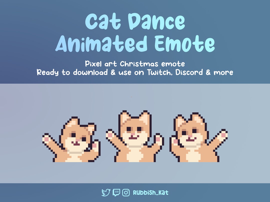 Cat Dance/rave Animated Pixel Art Emote Ginger Orange Cat Ready to Use ...