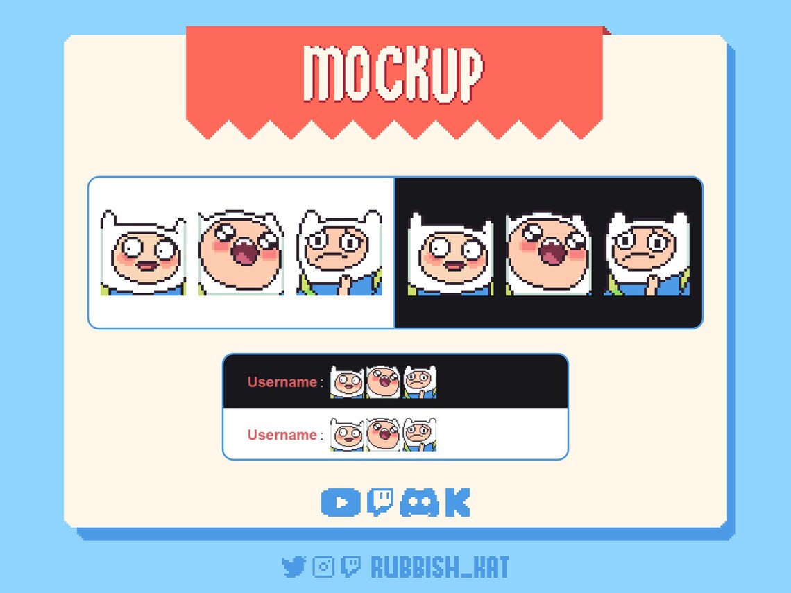 3 Adventure Time Emotes Finn Pixel Art Ready to Use With Twitch ...