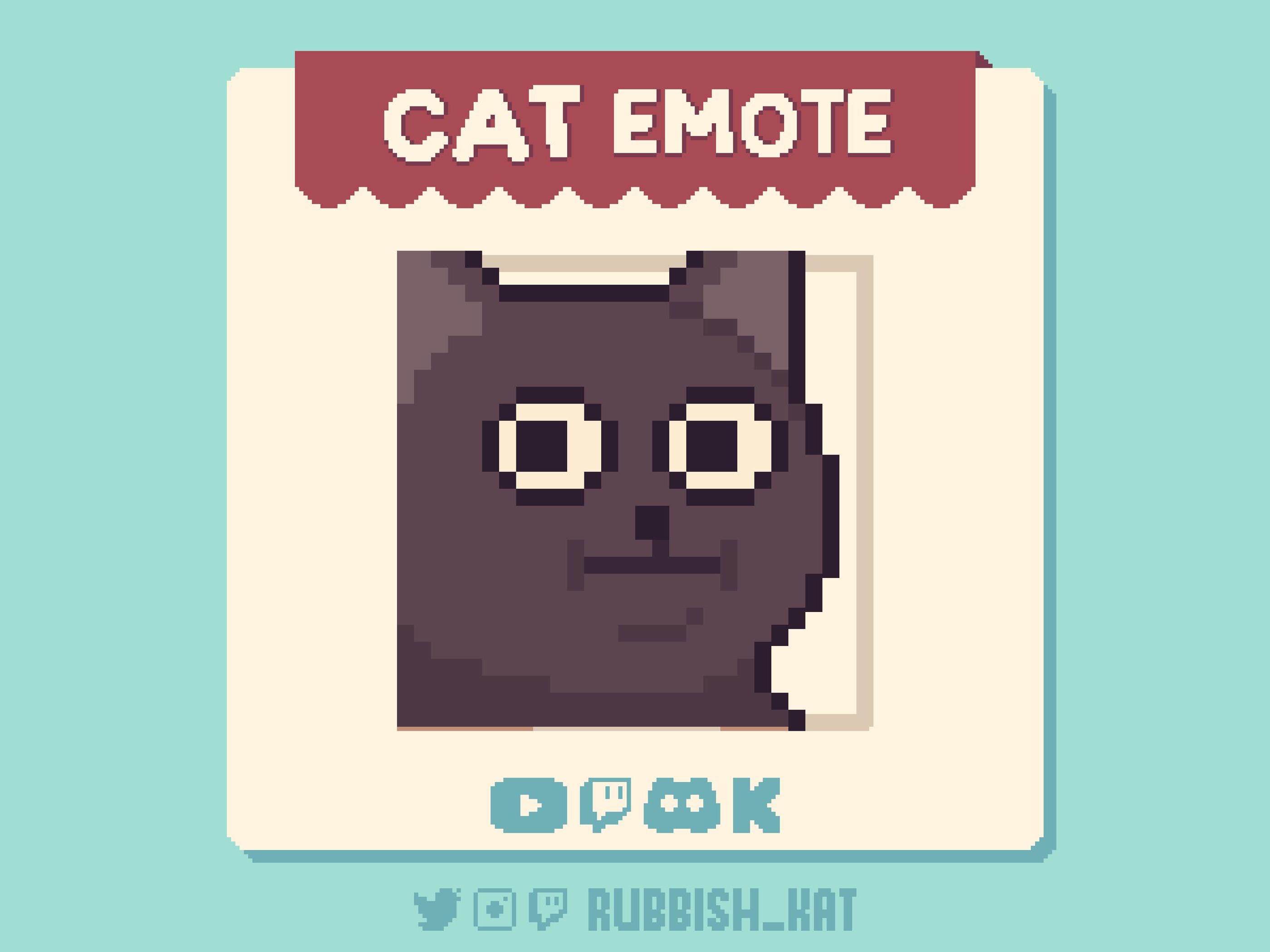 Black Cat Scared / Nervous / Sweat Emote, Cute Pixel Art Emote | Ready ...