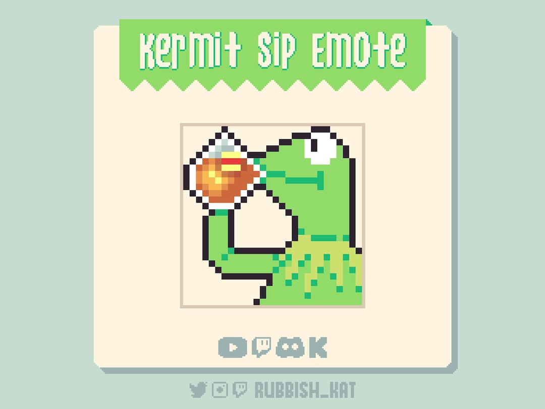 Kermit Sips Tea / Emote Meme Pixel Art Tea Sip / Pronto per l'uso su ...