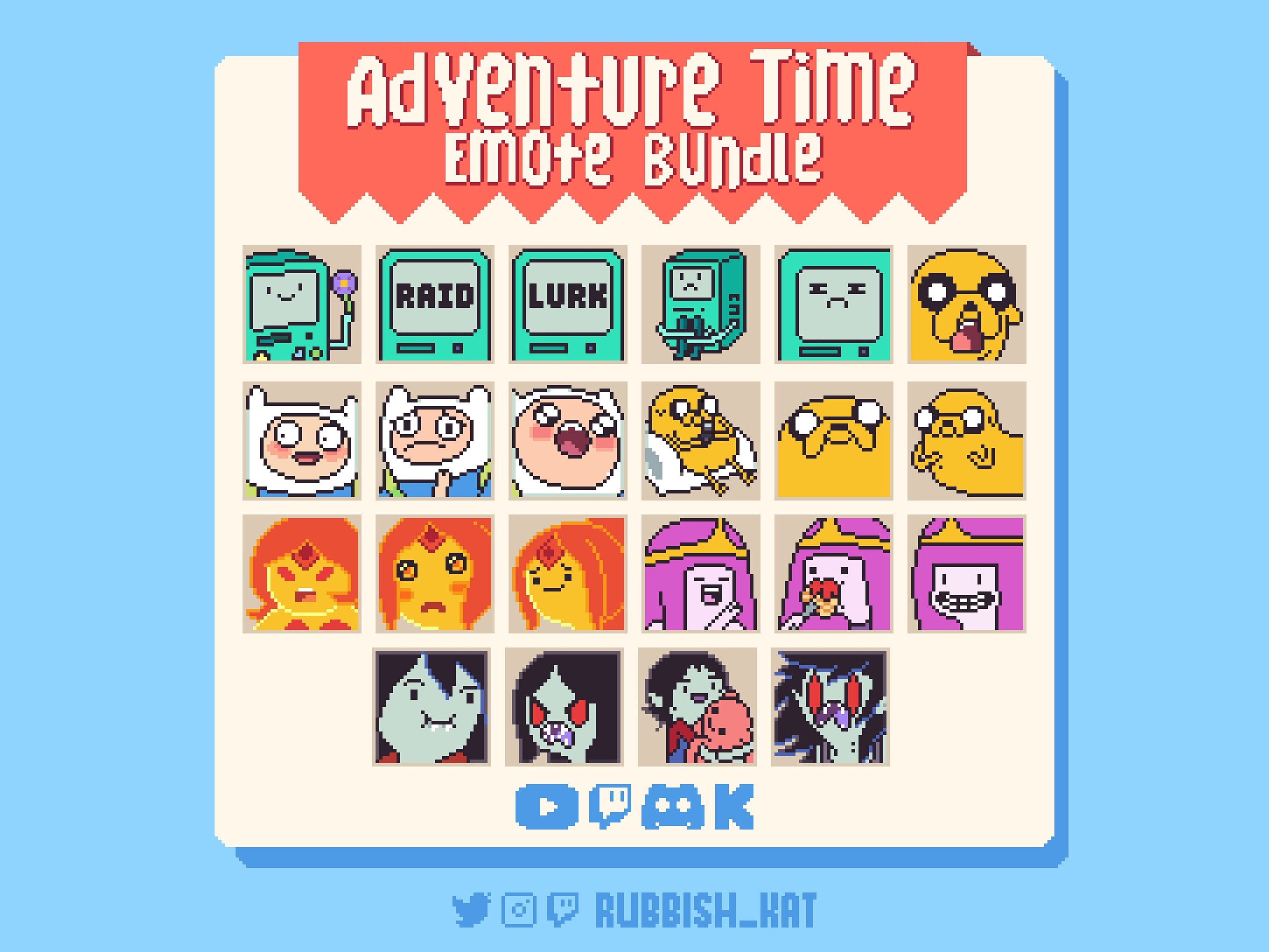 22 Adventure Time Emotes | Finn Jake BMO Flame Princess Bubblegum ...
