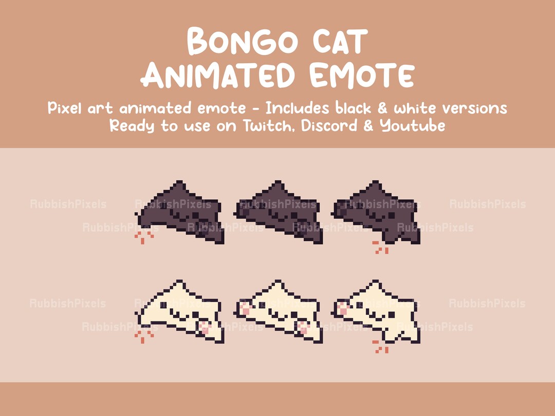 Gesto animado de Pixel Art de Bongo Cat / Listo para usar en Twitch, Discord, YouTube y más ...