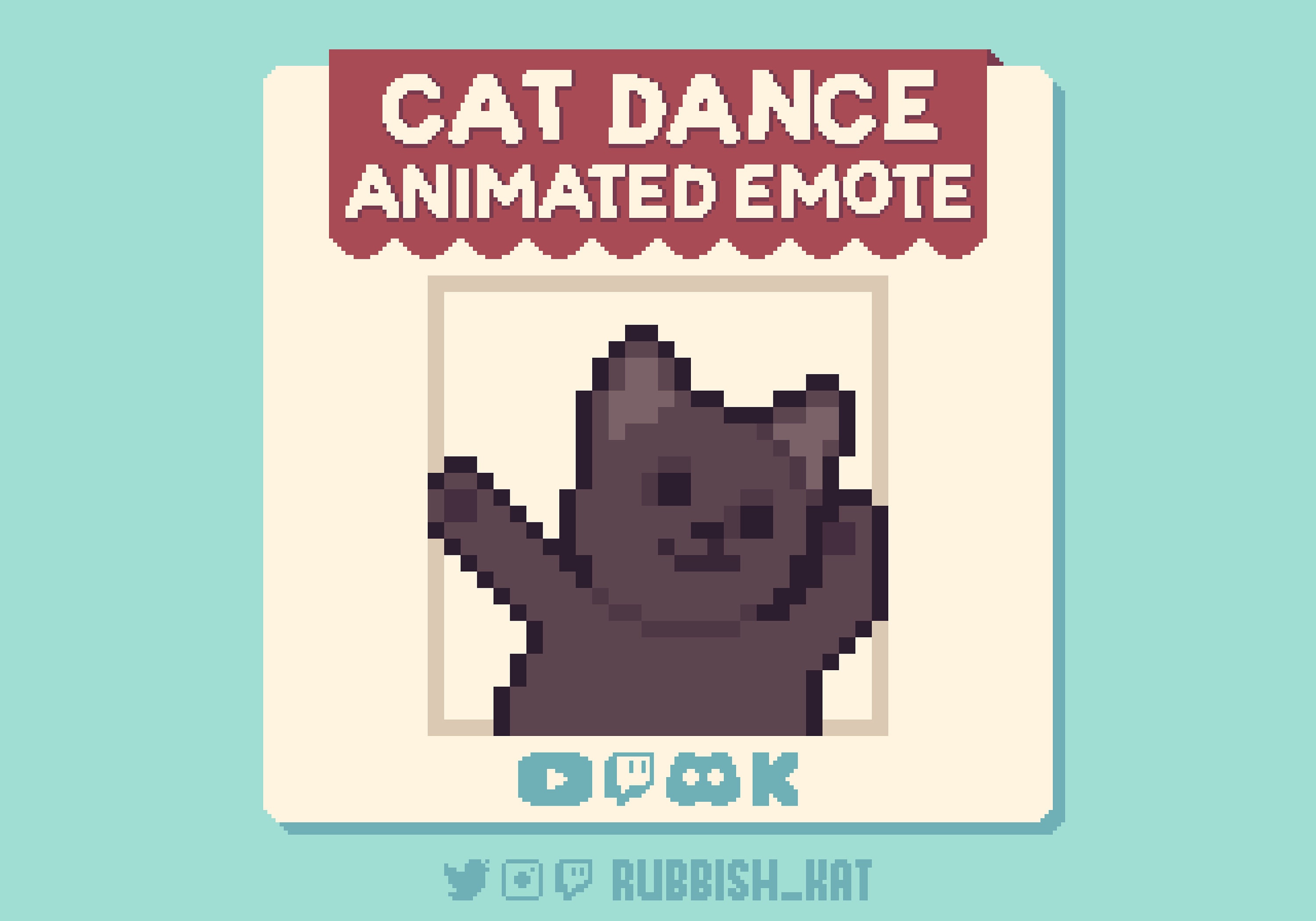 Cat Dance/rave Animated Pixel Art Emote | Ready to Use on Twitch ...