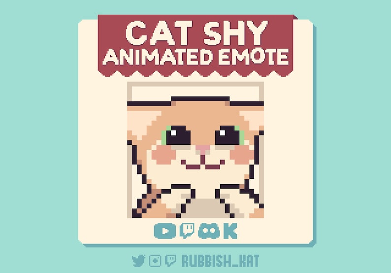 Cat Shy Animated Pixel Art Emote, Ginger Cat | Ready to Use on Twitch ...