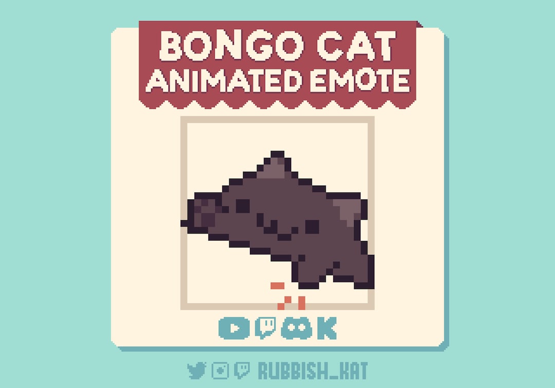 Bongo Cat Animated Pixel Art Emote, Black Cat | Ready to Use on Twitch ...