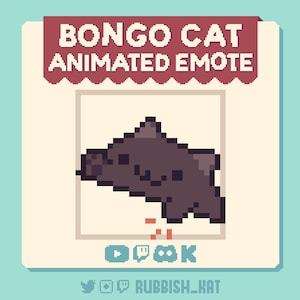 Bongo Cat Animated Pixel Art Emote, Black Cat | Ready to Use on Twitch, Discord, Youtube & More ...