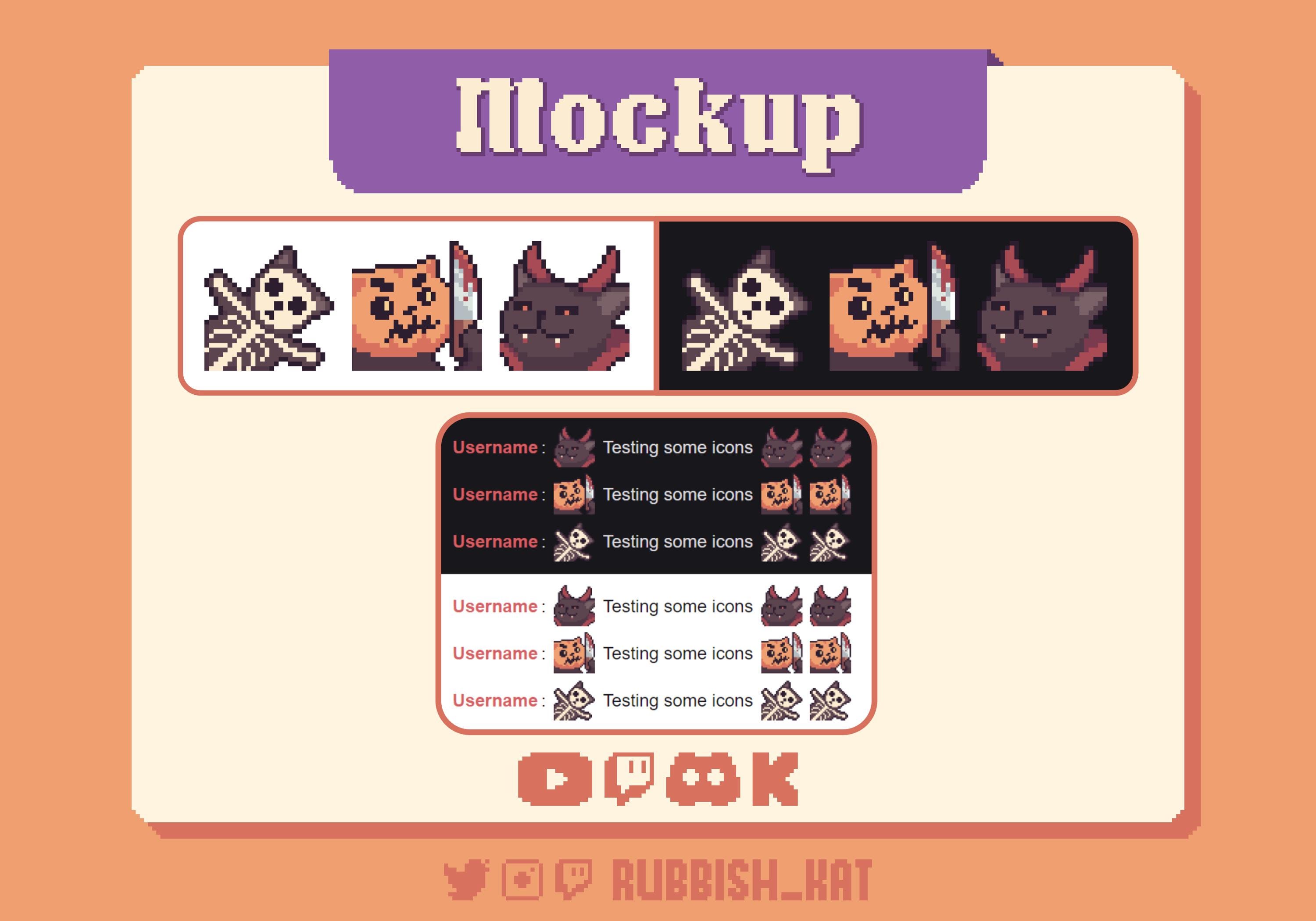 Halloween Cat Emotes for Twitch Discord and Youtube | Cute Halloween ...