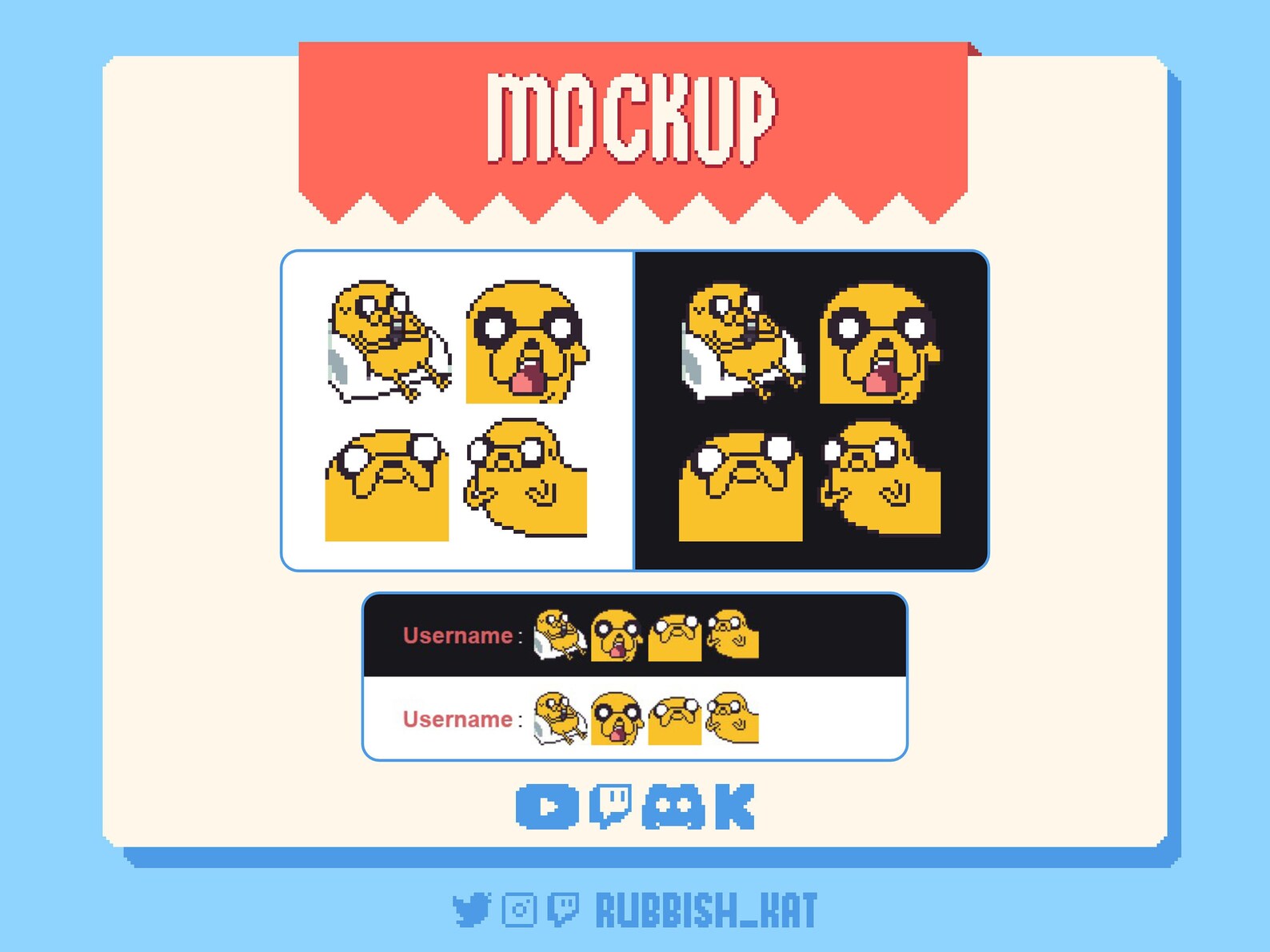 4 Adventure Time Emotes | Jake the Dog | Pixel Art | Ready to Use With ...