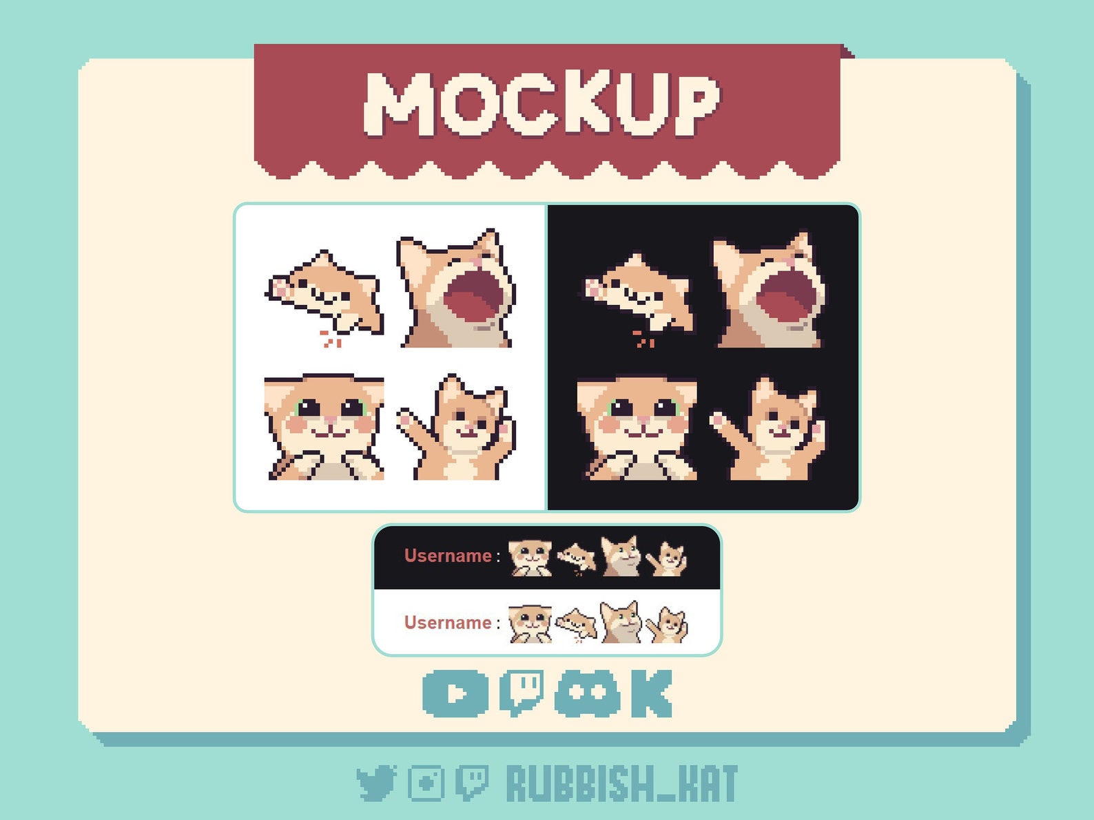 4 Ginger Cat Animated Emote Bundle | Handmade Pixel Art Emotes | Bongo ...