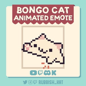 Bongo Cat Animated Pixel Art Emote, White Cat | Ready to Use on Twitch, Discord, Youtube & More ...