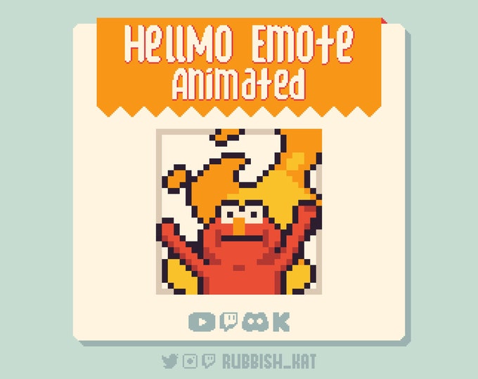 Animated Hellmo Meme Emote | Flame Fire Hell Elmo | Handmade Pixel Art ...