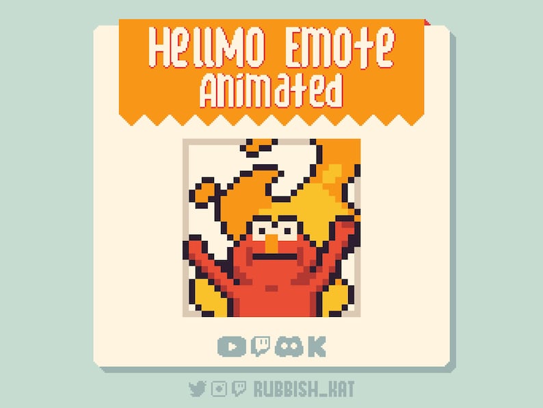 Animated Hellmo Meme Emote | Flame Fire Hell Elmo | Handmade Pixel Art ...
