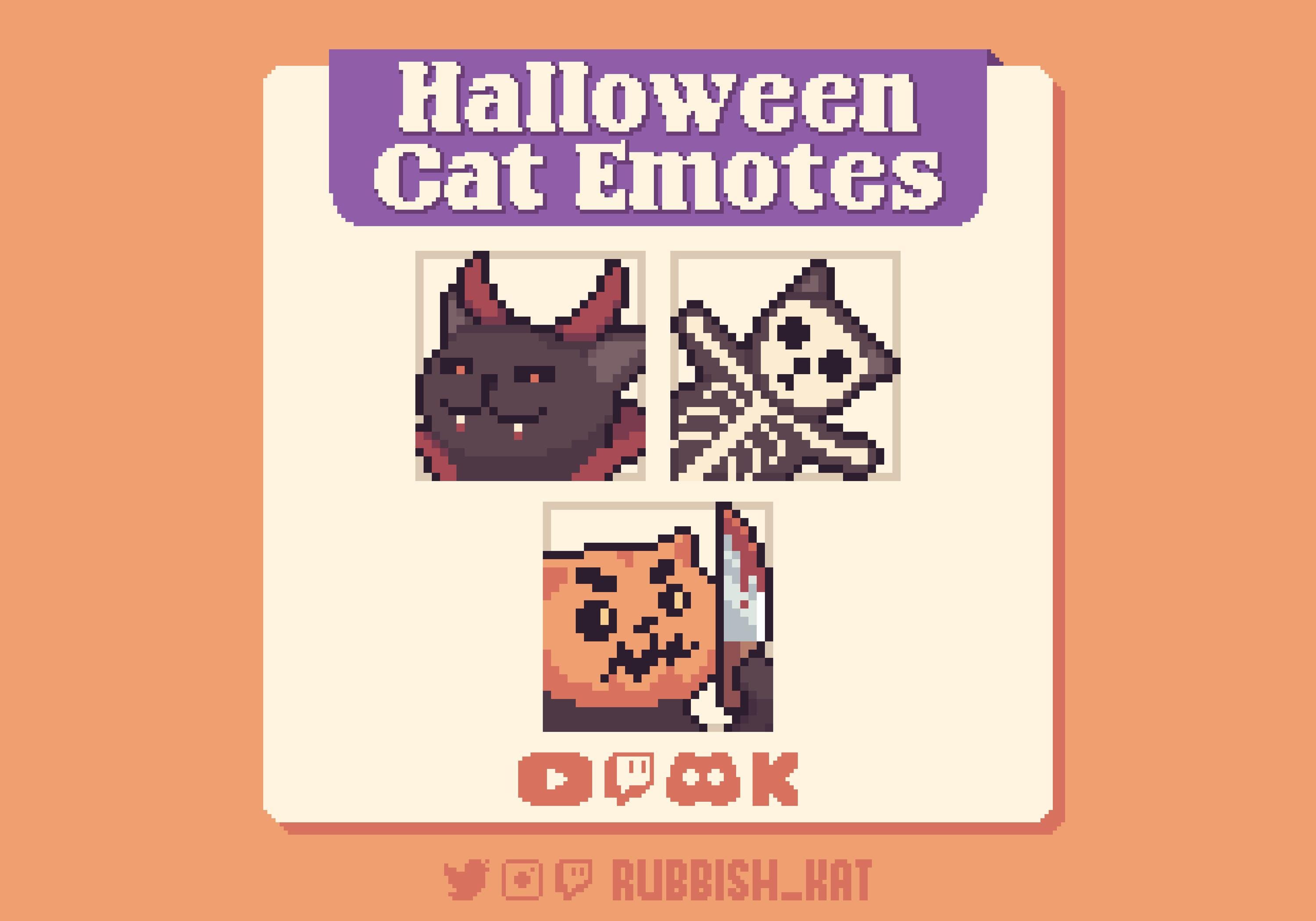Halloween Cat Emotes for Twitch Discord and Youtube | Cute Halloween ...