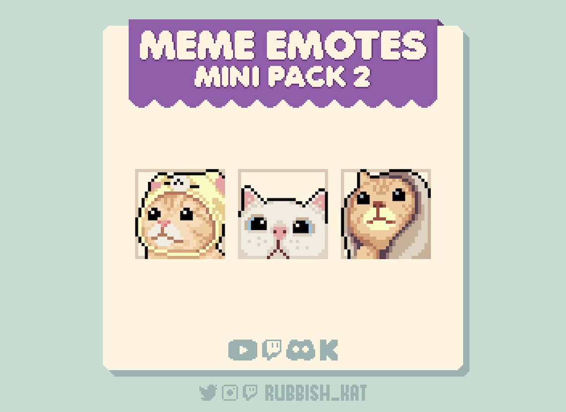 3 Pixel Art Cat Meme Emotes for Twitch & Discord | Ready to Use - Etsy
